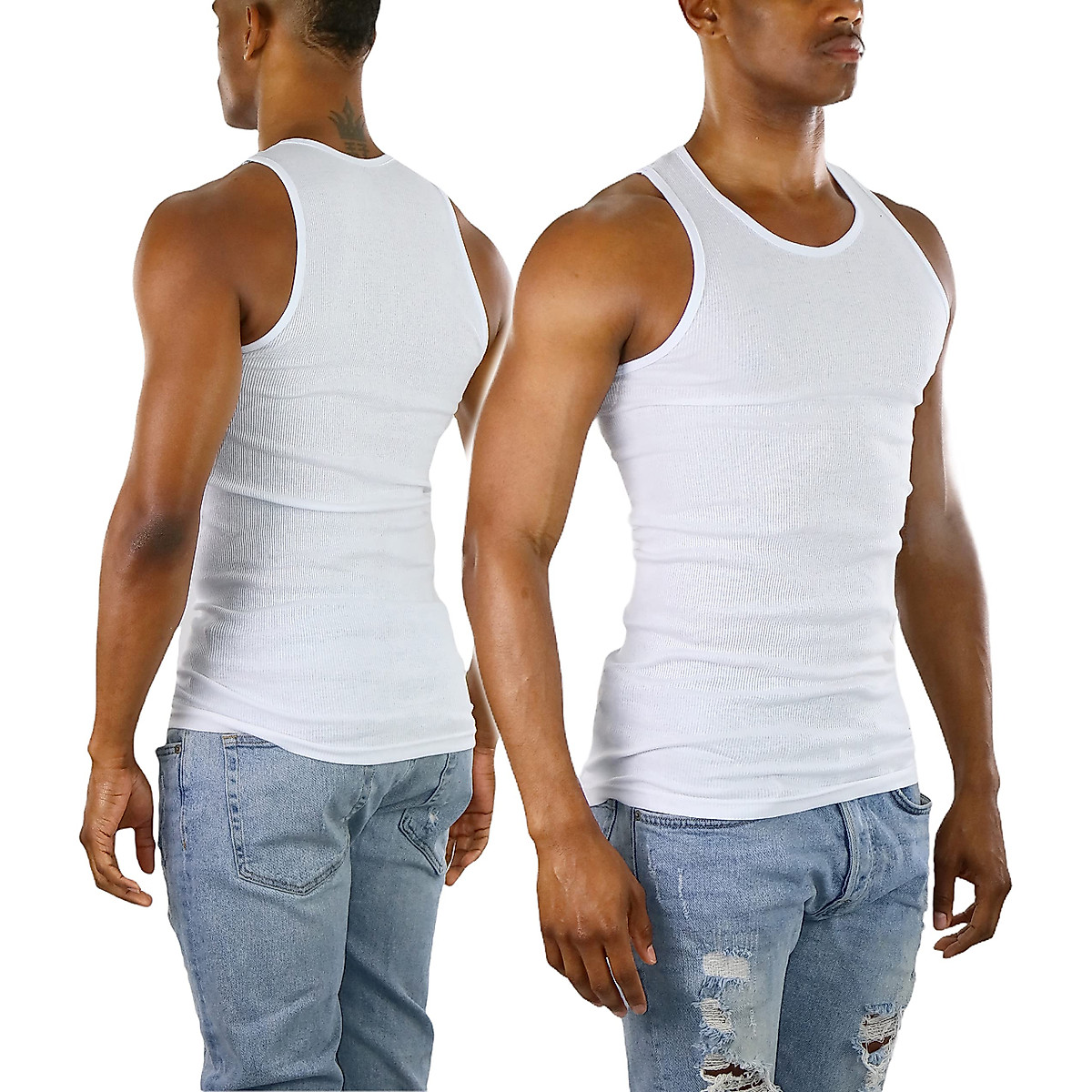 ToBeInStyle Men's Single A-Shirt Tank Top Undershirt- White - S