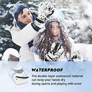 ATERCEL Ski Gloves Men Women Waterproof, 2023 Updated Touchscreen Snow Gloves, Thermal Insulation & Synthetic Leather Palm, Snowboard Winter Gloves for Cold Weather(Green, M)