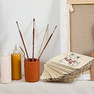 FSWCCK 8 PCS Unfinished Wooden Coasters, 4 Inch Blank Square Wood Coasters, Crafts Wooden Slices for Painting, Engraving Wood, DIY Coasters, Wedding Decoration