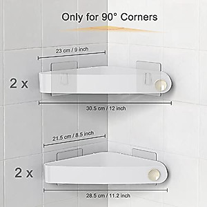 Sotfamily Corner Shower Caddy, 4 Pack Adhesive Corner Shower Shelves for inside Shower, Plastic Shower Organizer for Bathroom Storage, White