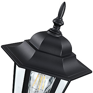 Revtronic Outdoor Post lights Hard Wired, Waterproof Column Lantern with Clear Glass Shade, Anti-Rust Pillar Mount Sconce Electric Powered, Matte Black Pole Lamp for Yard, Porch, Outside House, 2 Pack