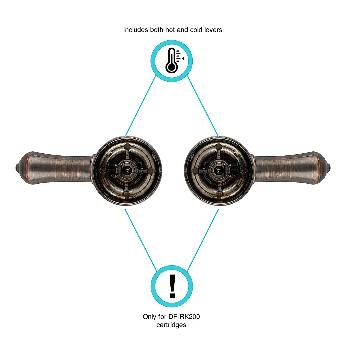 Dura Faucet DF-RKC-ORB RV Replacement Hot and Cold Classic Handles - Metallic Plating Over ABS Models Only (Oil Rubbed Bronze)