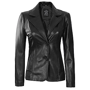 Blingsoul Women's Black Leather Jacket | [1302975] Surrey Black, XL