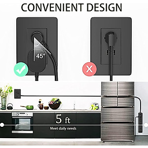 Power Strip 2-Pack, HITRENDS Surge Protector with 6 AC Outlets & 3 USB Charging Ports, 5 Feet Heavy Duty Extension Cord, 1875W/15A Multiplug for Home Office & Multiple USB Devices - Black