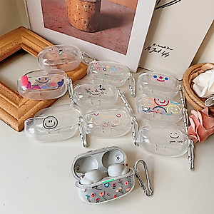 Cute Cartoon Style Soft TPU Protective Crystal Clear Transparent Case Cover Compatible with Sony WF-1000XM4 Earbuds, Protective Skin Sleeve with Key Chain (A)