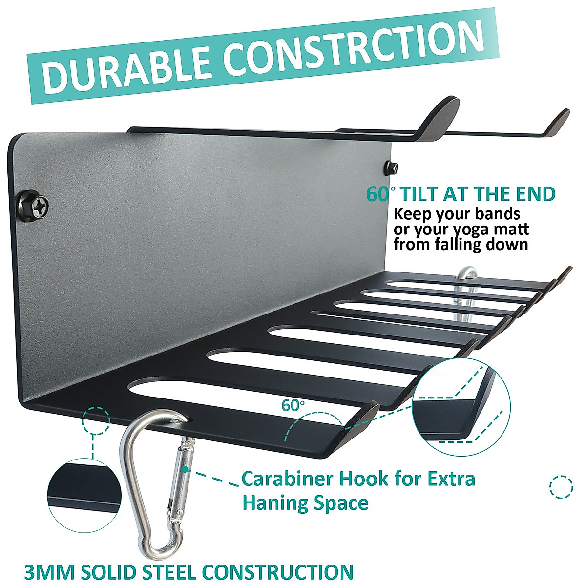 Alvade Home Gym Storage Rack, Barbell Rack Weight Room Organizer Prong Gym Equipment Storage Rack for Gym Accessories Like Fitness Bands,Resistance Bands,Straps,Foam Rollers,Barbell (double layer)