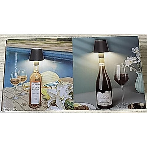 Howskys 2 Pack LED Dimmable Bottle Lamp 3000k+RGB, IP54 Wireless Bottle Lamp for Indoor and Outdoor, 5500 mAh Rechargeable Bottle Lamp for Family, Restaurant & Bar(Black)