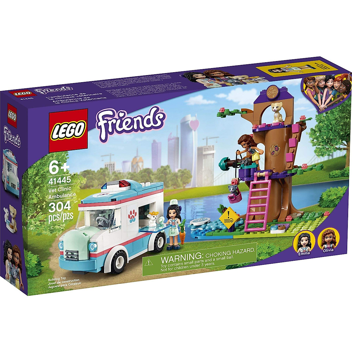LEGO Friends Vet Clinic Ambulance 41445 Building Kit; Collectible Toy with Ambulance, Rabbit and Kitten Toys, Children’s Vet Kit and Olivia and Emma Mini-Dolls, New 2021 (304 Pieces)