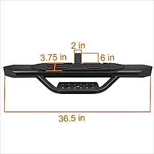 Universal 36.5" W X 3.75" OD Black Aluminum Rear Drop Hitch Step Bar Bumper Guard Fits 2" Receiver Trailer Pickup Truck
