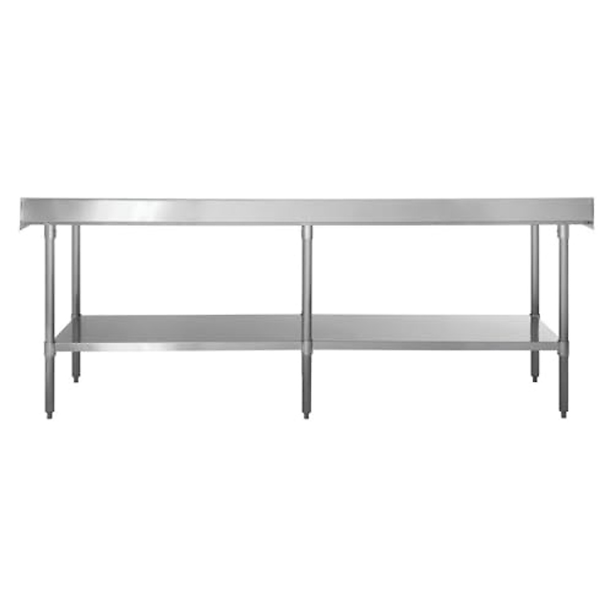Kratos Commercial Worktable, Stainless Steel Kitchen Prep Table 30" Dx96 W with Undershelf and Backsplash, NSF, 18ga/304SS (28W-073)