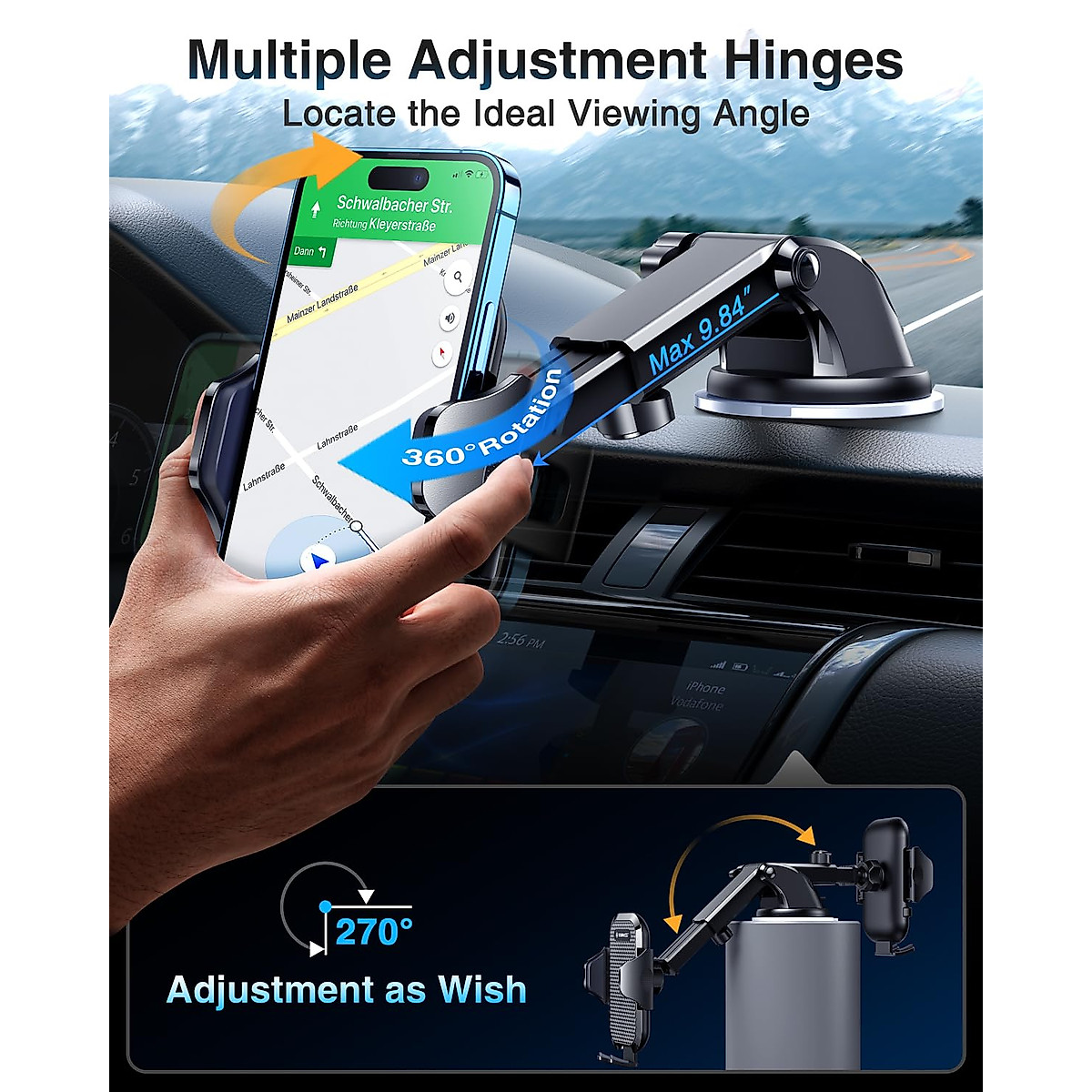 VANMASS 2024 【Best Military-Grade】 Phone Holders for Your Car 【65+LBS Strongest Suction & Clip】 Ultimate Cell Phone Mount Dashboard Window Vent for iPhone 15 Pro Max 14 13 12 Samsung Android Truck