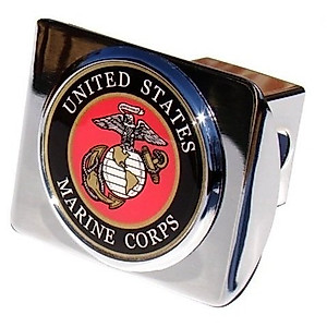 United States US Marine Corps USMC Marine Seal on Chrome Hitch (fits 2 inch Car Truck Receiver)