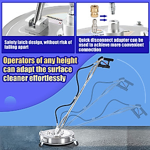 PWACCS 20" Pressure Washer Surface Cleaner, Stainless Steel Power Wash Surface Washer with Dual Handle & 4 Wheels, 4500 PSI Pressure Washer Scrubber for Cleaning Concrete, Cement, Patios and Driveways