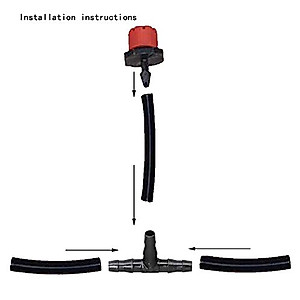 Drip Irrigation Kit Adjustable Drip Irrigation Dripper, Drip Irrigation Tee Rod Connector, Lawn and Herb Garden Irrigation Hose Fitting Sprinkler Irrigation System / 50 Pairs(Black+ Red)