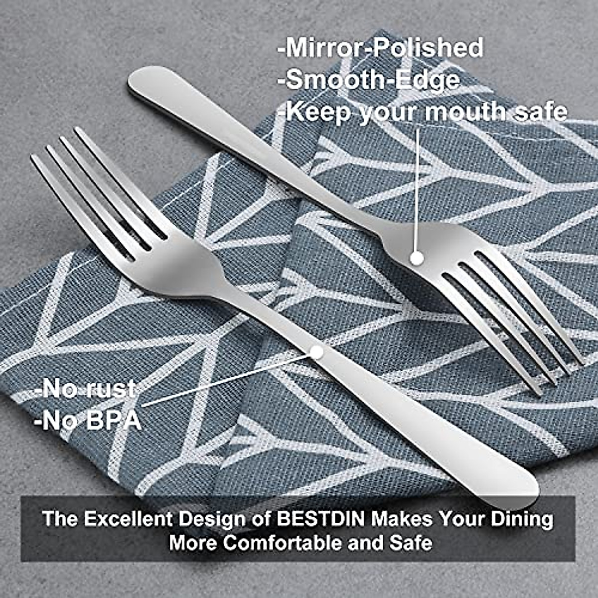 Bestdin Dinner Forks, Silverware Forks Set of 12, Food Grade Stainless Steel Flatware Table Forks Sets, Mirror-Polished & Dishwasher Safe, Use for Home Kitchen, Party or Restaurant