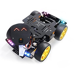 FREENOVE 4WD Car Kit for ESP32-WROVER CAM (Included), Dual-core 32-bit 240 MHz Microcontroller, Camera, Dot Matrix, Obstacle Avoidance, Line Tracking, Light Tracing, Colorful Light, App