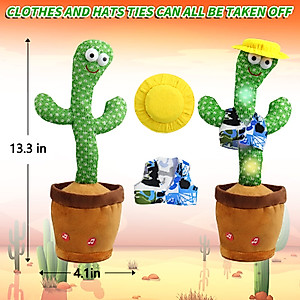 Oiuros Dancing Cactus Talking Baby Toys with Lights, Dancing Cactus Mimicking Toy Repeats What You Say Cactus Toy for Children's Early Education