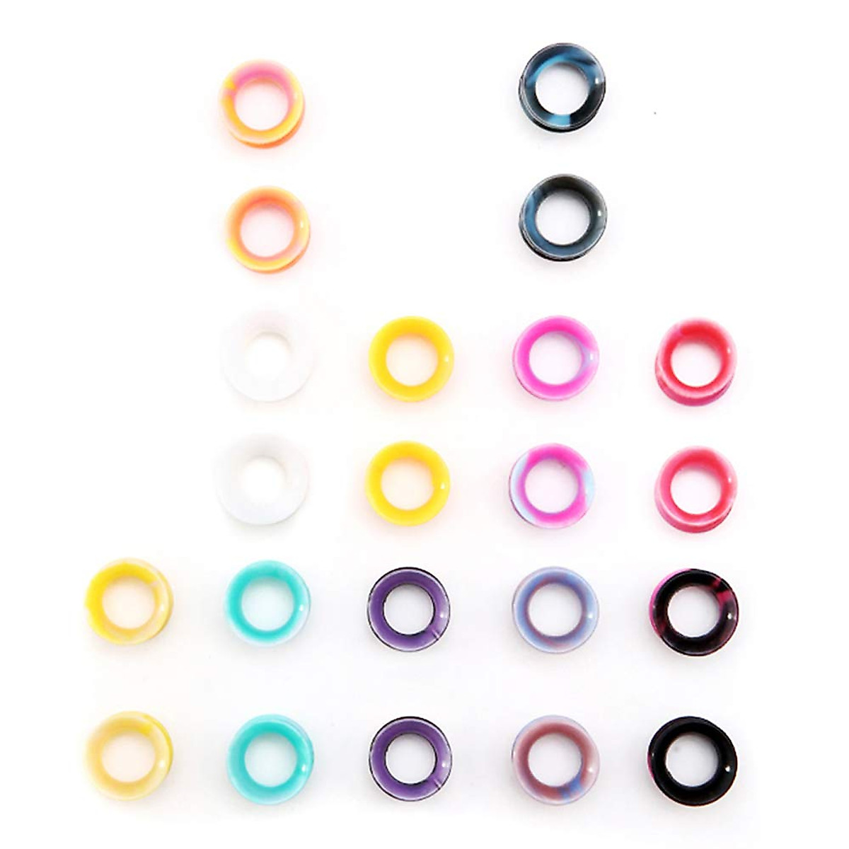 WBRWP 22pcs Ear Tunnels and Plugs - Double Flared Hollow Soft Silicone Ear Gauges Ear Expander Stretcher Body Piercing Jewelry 00g(10mm)