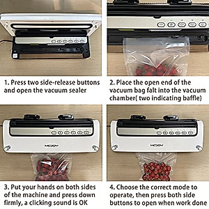 Food Vacuum Sealer Machine, Dry/Moist Vacuum Sealer with 5-in-1 Multi-operating Modes for Sous Vide and Food Storage, Built-in Roll Storage & Cutter Food Vacuum Machine,10 Pcs Bags Starter Kit, White