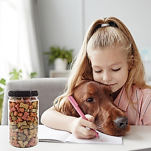 Cornucopia 32oz Clear Plastic Jars with Black Ribbed Lids (6 pack): BPA Free PET Quart Size Canisters for Kitchen & Household Storage