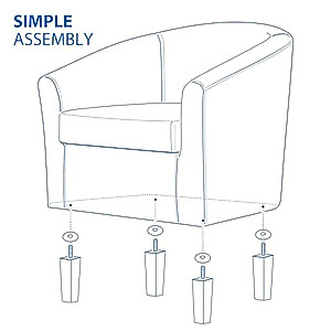 Topeakmart White Leather Chair, Modern and Comfy Faux Leather Accent Chair, Upholstered Barrel Chair Club Chair with Wooden Legs for Living Room Bedroom Waiting Room, Set of 2, White