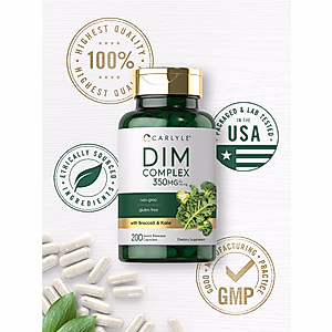 Carlyle DIM Supplement for Women & Men | 350mg | 200 Count | Vegetarian, Non-GMO & Gluten Free Complex