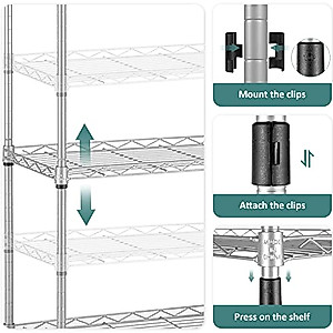 Himimi Heavy Duty 6-Tier Wire Shelving Unit with Wheels - Durable Metal Storage Rack for Garage, Kitchen, Office, and Pantry - Easy Assembly, Rolling Steel Shelves, Silver