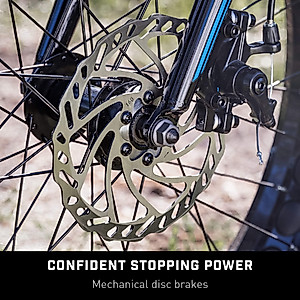 Mongoose Argus ST Fat Tire Mountain Bike for Youth Boys Girls, 24-Inch Wheels, Mechanical Disc Brakes, 12-Inch Steel Hardtail Frame, 7-Speed, Blue