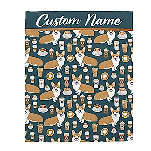 Cute Corgi Fleece Blanket Personalized Custom Pet Soft Blanket Corgi Pattern Blanket for Bedroom Sofa Living Room Corgi Gifts for Corgi Lovers Corgi Stuff Decor Birthday Valentine's Day Gift A4