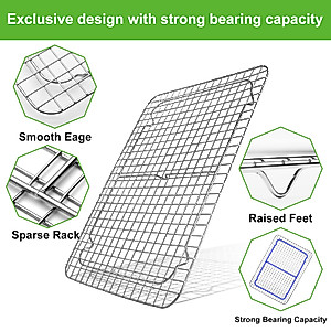 ASHQSS Baking Sheet with Rack Set,Stainless Steel Baking Pan with Cooling Rack,Non-Stick Cookie Sheets for Oven, Heavy Duty & Dishwasher Safe & Easy to Clean
