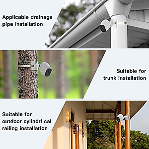 Universal Outdoor Camera Mount for Arlo Pro 5SS/Pro 4/Pro 3/Ultra 2/Essential XL,for eufyCam 2C/2C Pro and More 1/4’’ Camera, Fits 1.96-7.87’’ Pole No Drill(White, 2 Pack)