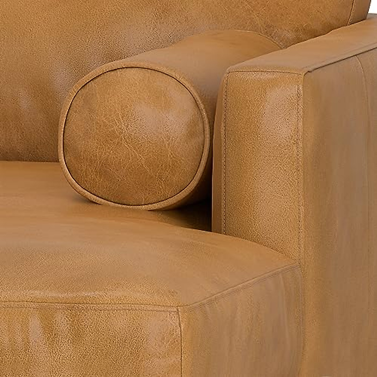 SIMPLIHOME Morrison Right Sectional Sofa in Full-Grain Genuine Leather, Sienna, 102-inches Wide, L-Shaped Leather Couch with Right Chaise for the Living Room and Family Room