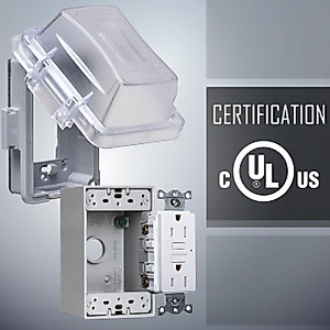 TAYMAC MKG420CS Nonmetallic Extra Duty Complete in-Use Cover 15 Amp WRTR Self Test GFCI Kit, 1-Gang, Clear/Gray