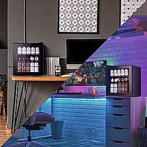 Havato Beverage Refrigerator, 70 Can Mini Fridge with Glass Door, 1.6 Cu.ft Small Beer Fridge Adjust Temperature Freestanding, Deal for Home & Office