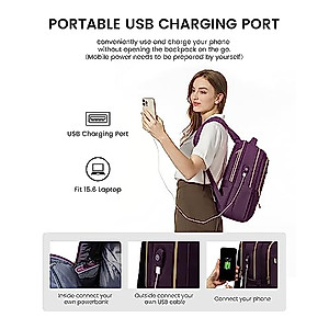 LOVEVOOK Laptop Backpack for Women, Slim Business Laptops Bag with Separate Computer Compartment Stylish Daypack for College Work Travel, Fits 15.6" Laptop