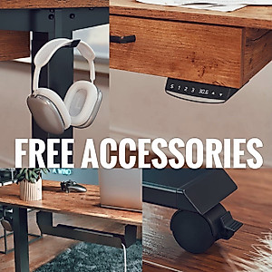 FEZIBO Height Adjustable Desk with 2 Drawers Storage and 3-Drawer Rolling Filing Cabinet