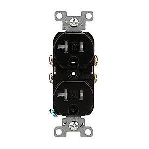 Eaton TRBR20BKBXSP 20-Amp 3-Wire 125-Volt Tamper Resistant Commercial Grade Duplex Receptacle 2-Pole, Black