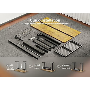 Claiks Standing Desk with Drawers, Stand Up Electric Standing Desk Adjustable Height, Sit Stand Desk Computer Workstation, 48 Inch, Rustic Brown