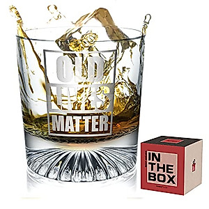 Amesser Old Lives Matter Whiskey Rocks Glass - Gift for Fathers Day Funny Birthday Retirement Gift for Coworkers, Him, Dad, Grandpa, Husband, Brother, Friend, Senior Citizen