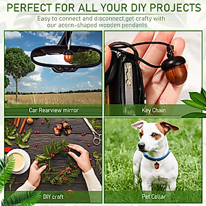 Sasylvia 10 Pcs Wood Acorn Charms Nut Acorn Pendant with Black Waxed Necklace Cord and Lobster Claw Clasp for DIY Accessories Pendant Decorations Jewelry Making