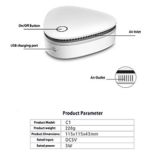 Generic Odor Remover Machine for Smoke Smell, Smoke Odor Remover, Odor Remover for Smoke Smell, Ultimate Odor Remover for Home, Car, Refrigerator, Shoe Cabinet, 11.5*11.5*4.3cm, White