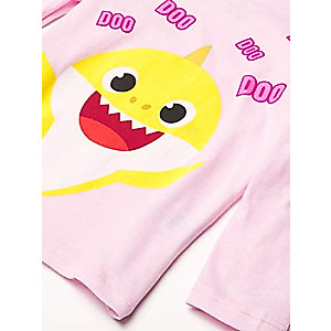 Nickelodeon baby girls Shark 2-piece T-shirt Bundle Set - Toddler Girl Size 2t-5t Mommy Shark, Daddy Shark T Shirt, Light Pink/Heather Grey, 3 US