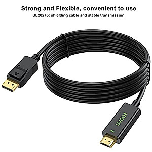 UVOOI DisplayPort to HDMI Cable 4K 10-Feet, Display Port (DP) to HDMI Male to Male Adapter Cable for All DP Modes - Gold-Plated