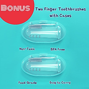 [60 Pcs] Little Fox Baby Oral Cleaner +2 Pcs Finger Toothbrush with Cases, Baby Tongue Cleaner, Newborn Toothbrush, Disposable Tongue and Gum Cleaner, Infant Oral Care and Cleaning for 0-36 Month Baby