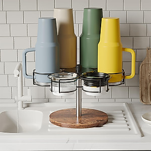 NETEL Stanley Cup Organizer Rotatable Tumbler Organizer 6 Slot Revolving Water Bottle Organizer Countertop Bottle Holder Storage for Stanley 20-40oz Tumbler 30-40 oz Black