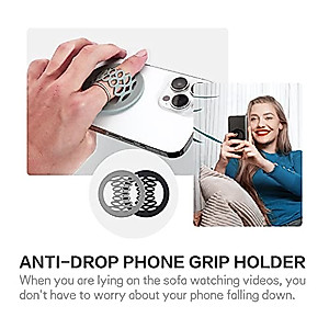 2 Pcs Finger Strap for Phone, Elastic Phone Grip Strap Holder for Smart Phone Gripper - Silicone Finger Strap - Phone Finger Holder for iPhone（Black and Grey）