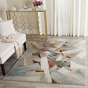 SAFAVIEH Porcello Collection Area Rug - 6'7" x 9', Grey & Multi, Modern Abstract Design, Non-Shedding & Easy Care, Ideal for High Traffic Areas in Living Room, Bedroom (PRL6937B)