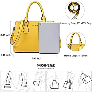 BOSTANTEN Women Leather Handbag Designer Top Handle Satchel Shoulder Tote Bags Crossbody Purses Yellow