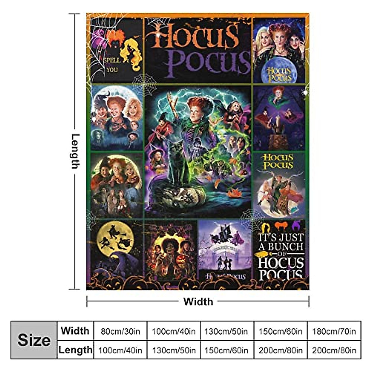 Hocus Halloween Pocus Blankets Soft Flannel Blanket Warm Fuzzy Lightweight Throw Blanket for Couch Living Room All Season 40x50in