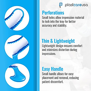 50 Posterior Blue Disposable Dental Bite Registration Trays, Impression Trays for Teeth Molds, 1 Box of 50 Bite Trays